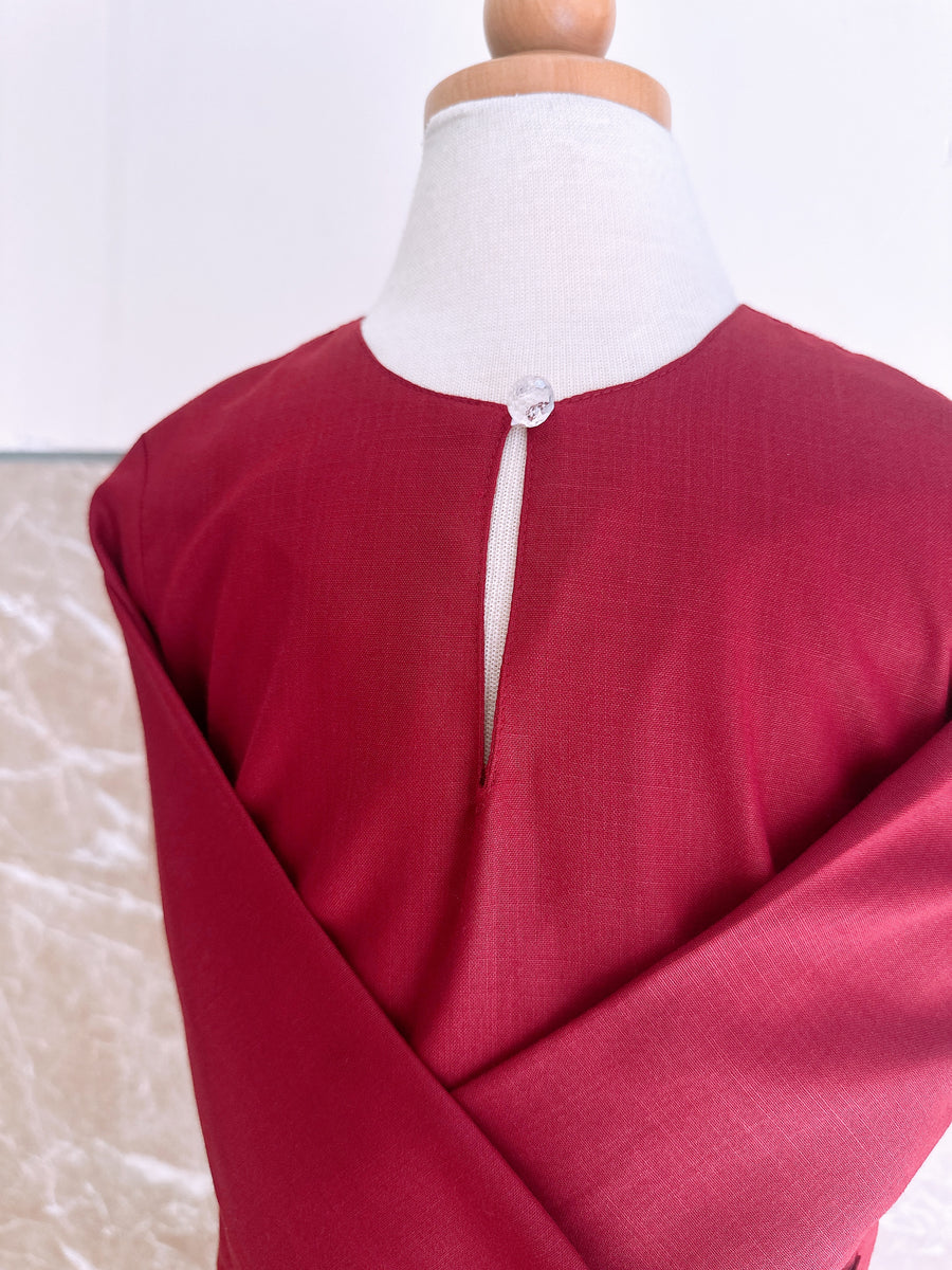 2025 Ari Boy Set In Maroon Cotton Linen – ChinonetKita